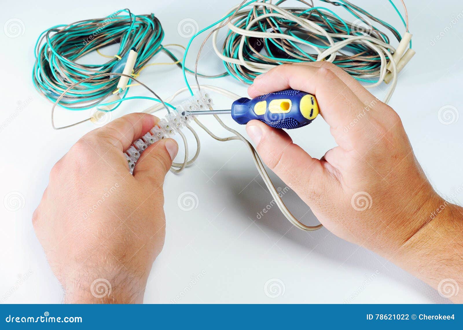 Electrician Hands with Socket. Electricity and People Concept. Digital ...