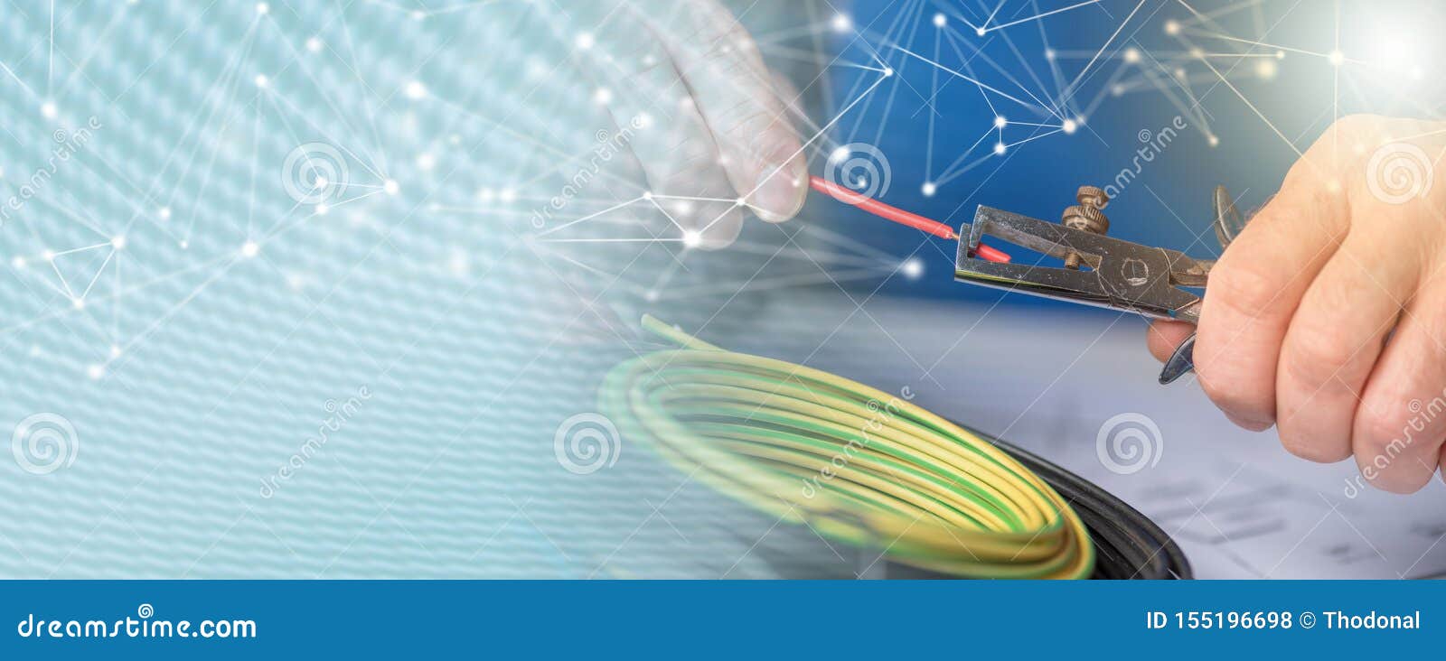 Electrician Stripping a Wire; Multiple Exposure Stock Photo - Image of ...