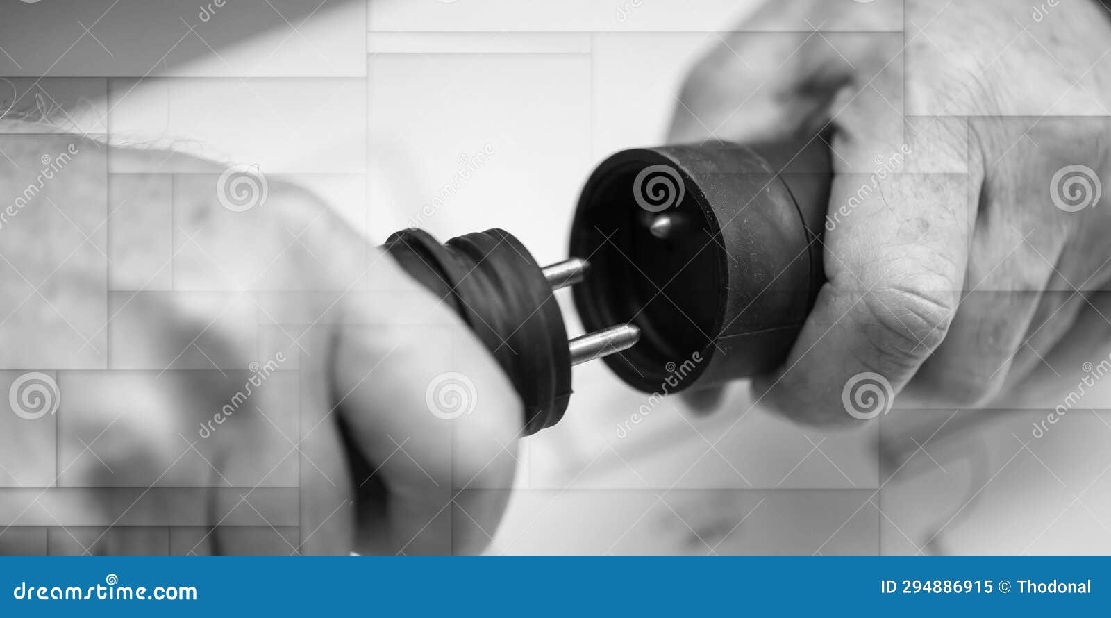 Electrician Holding Electrical Plugs, Geometric Pattern Stock ...