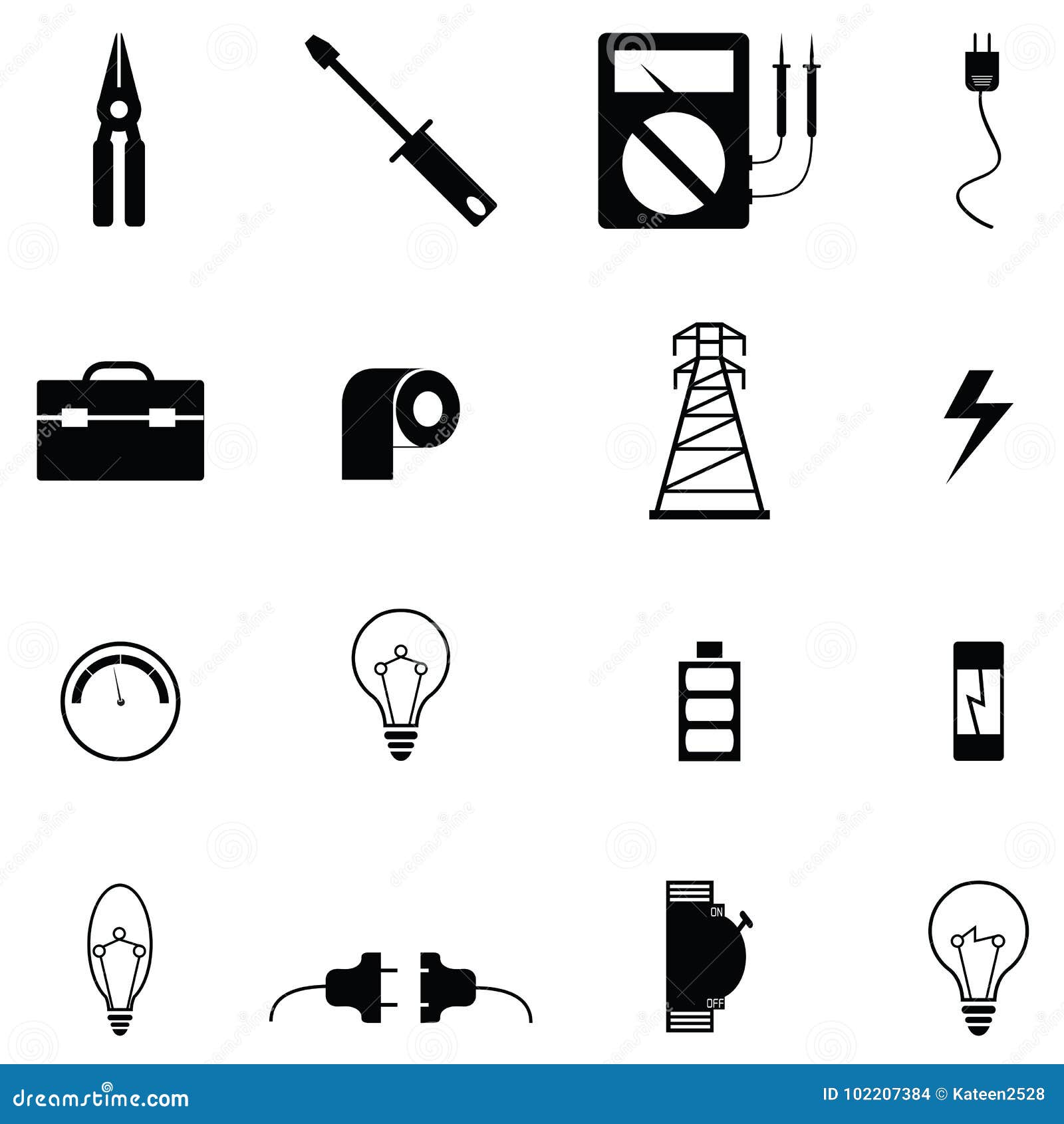 Electrician icon set stock vector. Illustration of voltage - 102207384