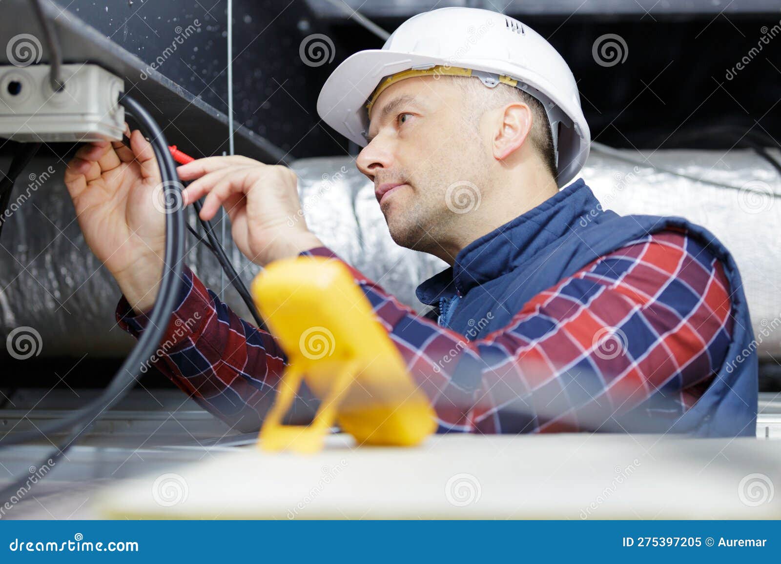 Electrician Installer with Tool in Hands Stock Image - Image of ...