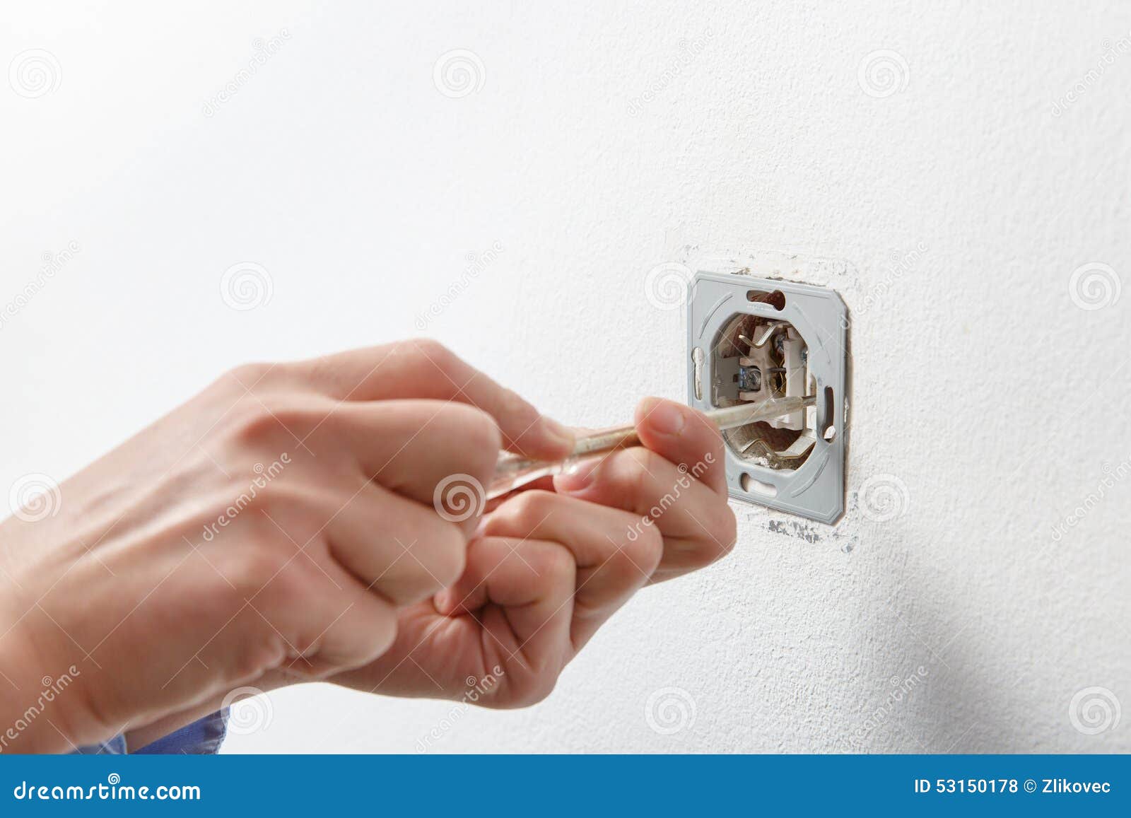 Electrician Installing AC Power Socket Stock Photo - Image of ...