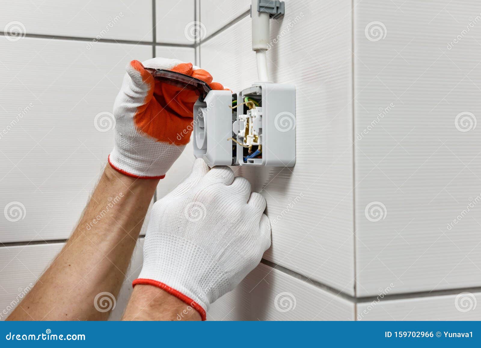 Electrical work indoors stock photo. Image of cable - 159702966