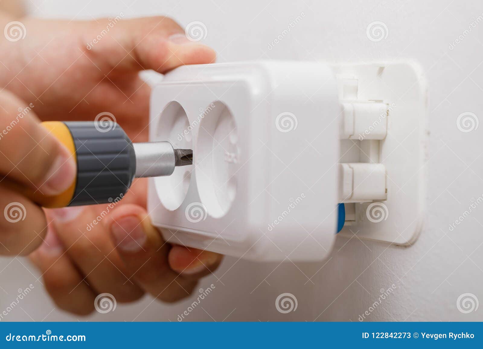 Electrician Installing Electrical Socket Stock Image - Image of manual ...