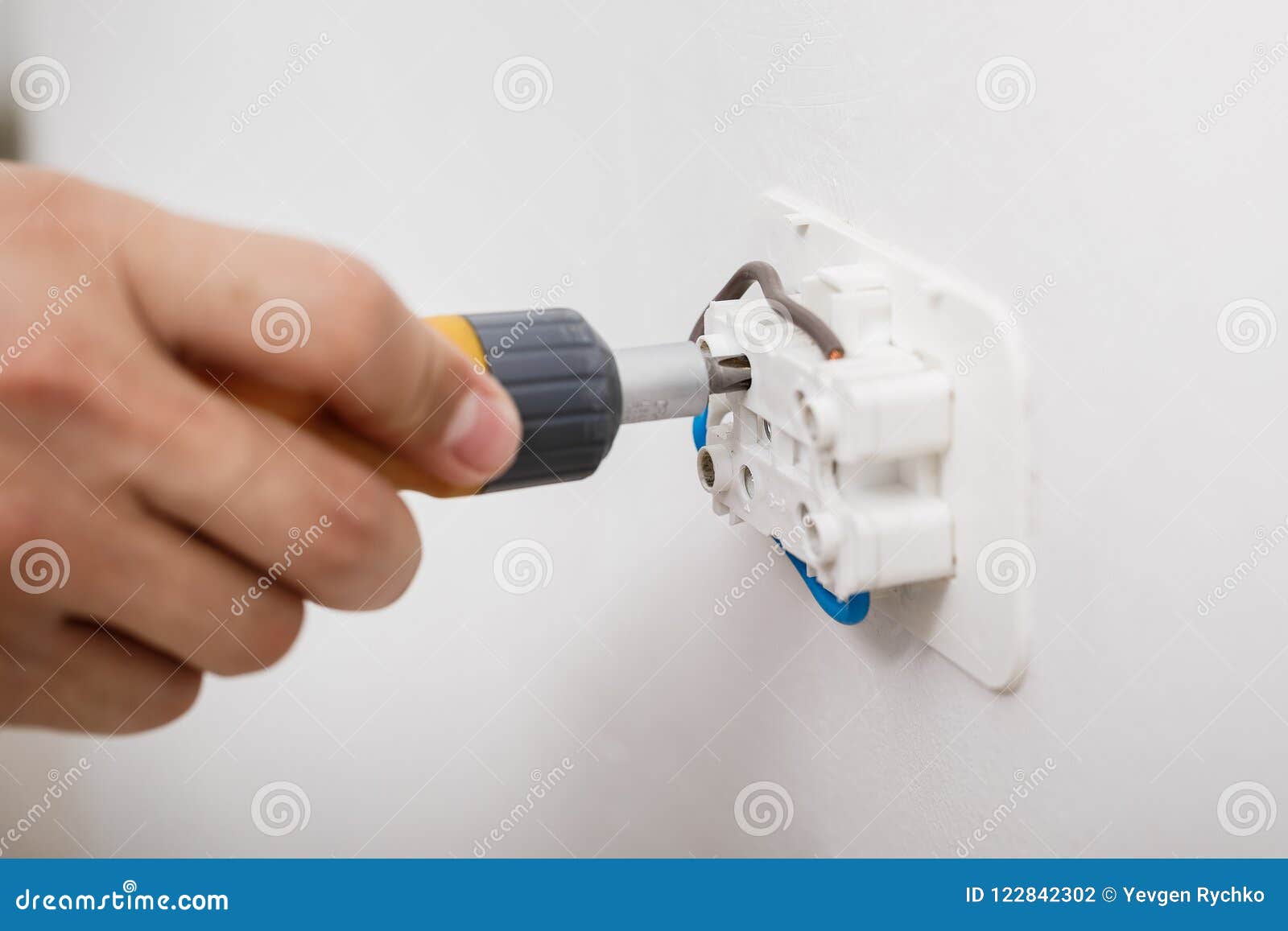 Electrician Installing Electrical Socket Stock Photo - Image of male ...