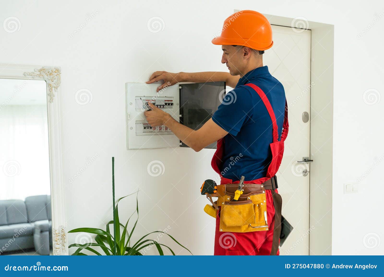 Electrician Installing Energy Saving Meter Stock Photo - Image of cable ...