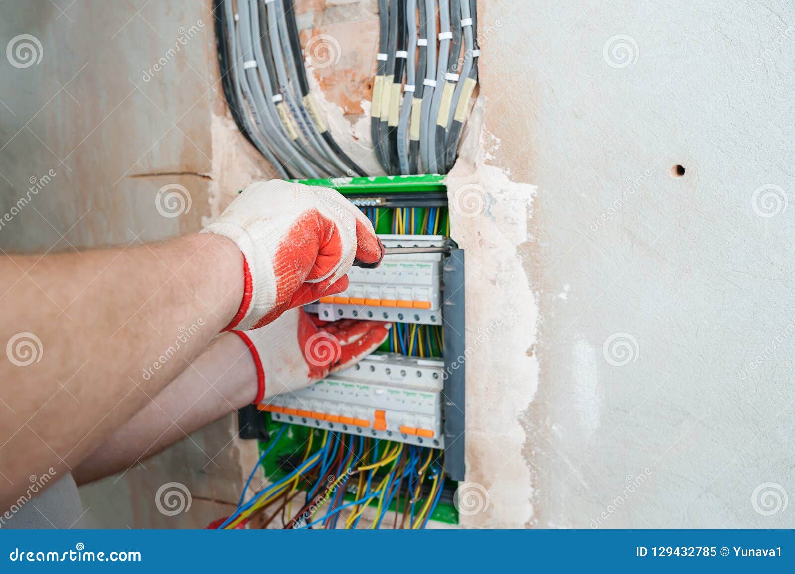 A Electrician Installing the Fuses. Stock Image - Image of control ...