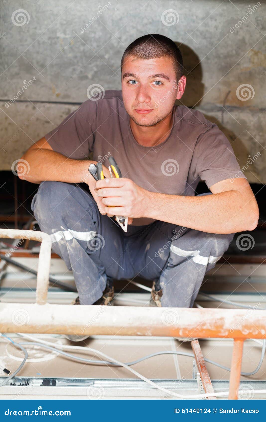 Electrician Installing in House Stock Photo - Image of cords ...