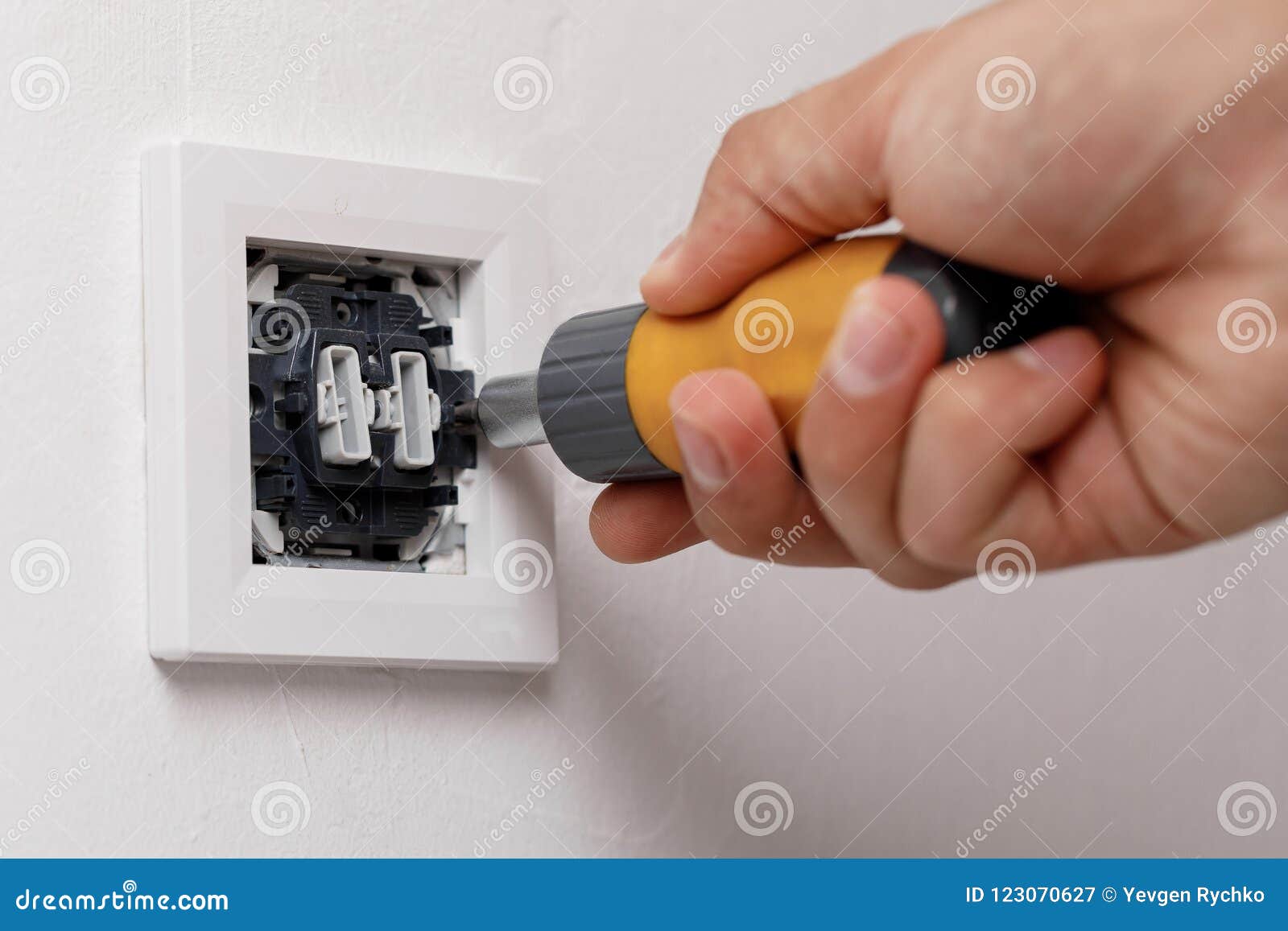 Electrician Installing Light Switch Stock Image - Image of close, power ... Electrician Installing Light Switch Stock Image - Image of close, power ...