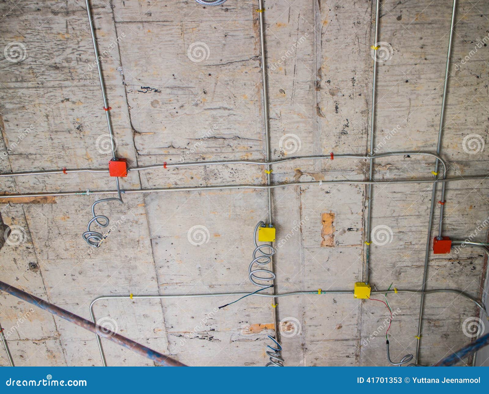Electrician Installing Power Cables in a New Building Stock Image ...