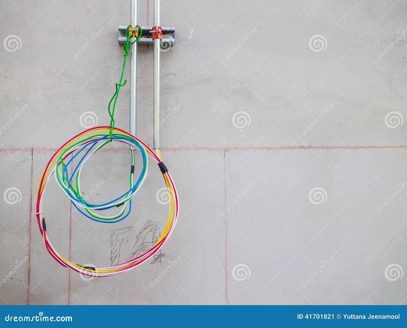 Electrician Installing Power Cables in a New Building Stock Image ...
