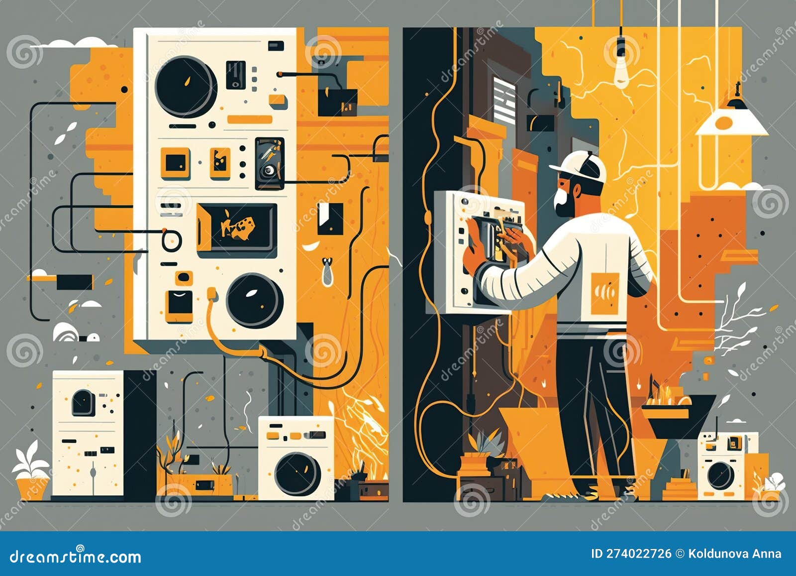 Electrician Installing and Repairing Electrical System, Created with ...