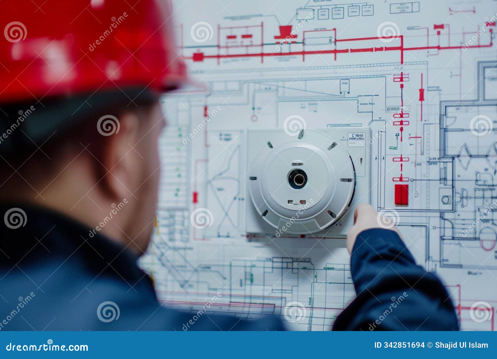 Electrician Installing Electrical Outlets In A New Construction Project ...