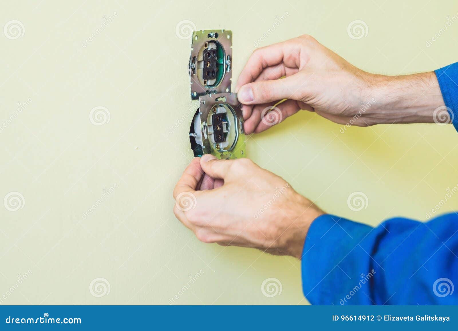 Electrician Installing Socket in New House Stock Photo - Image of ...