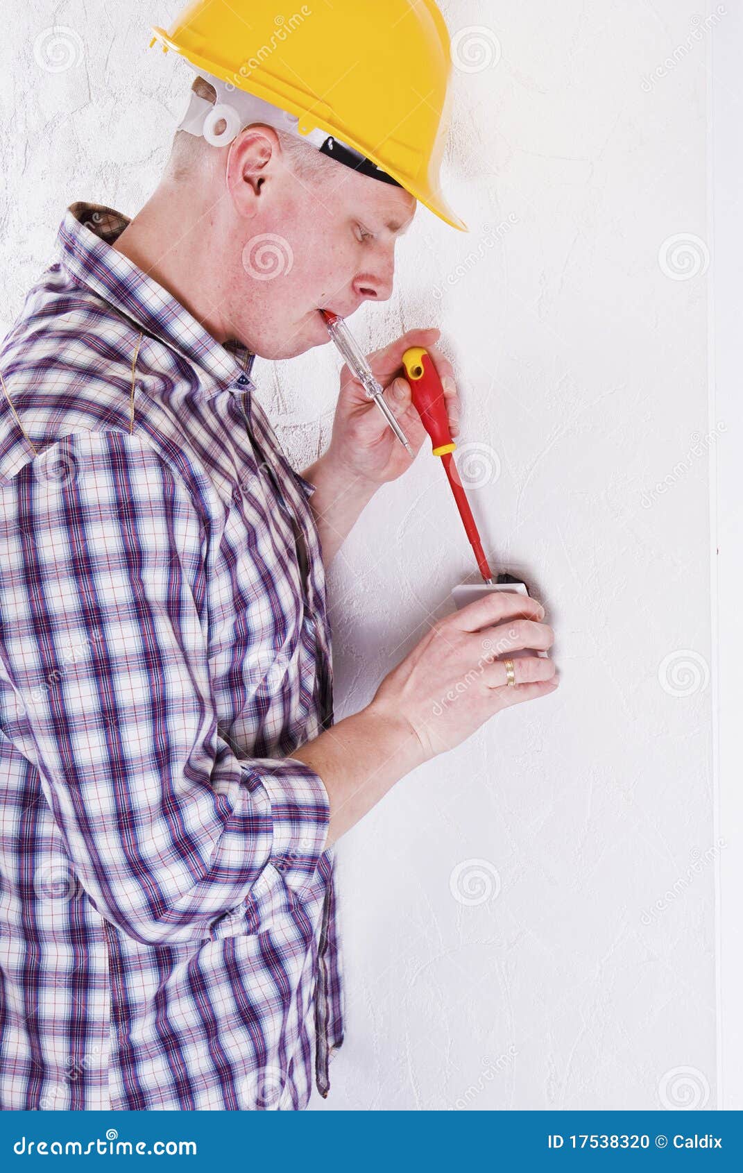 Electrician Installing a Switch Stock Photo - Image of electricity ...