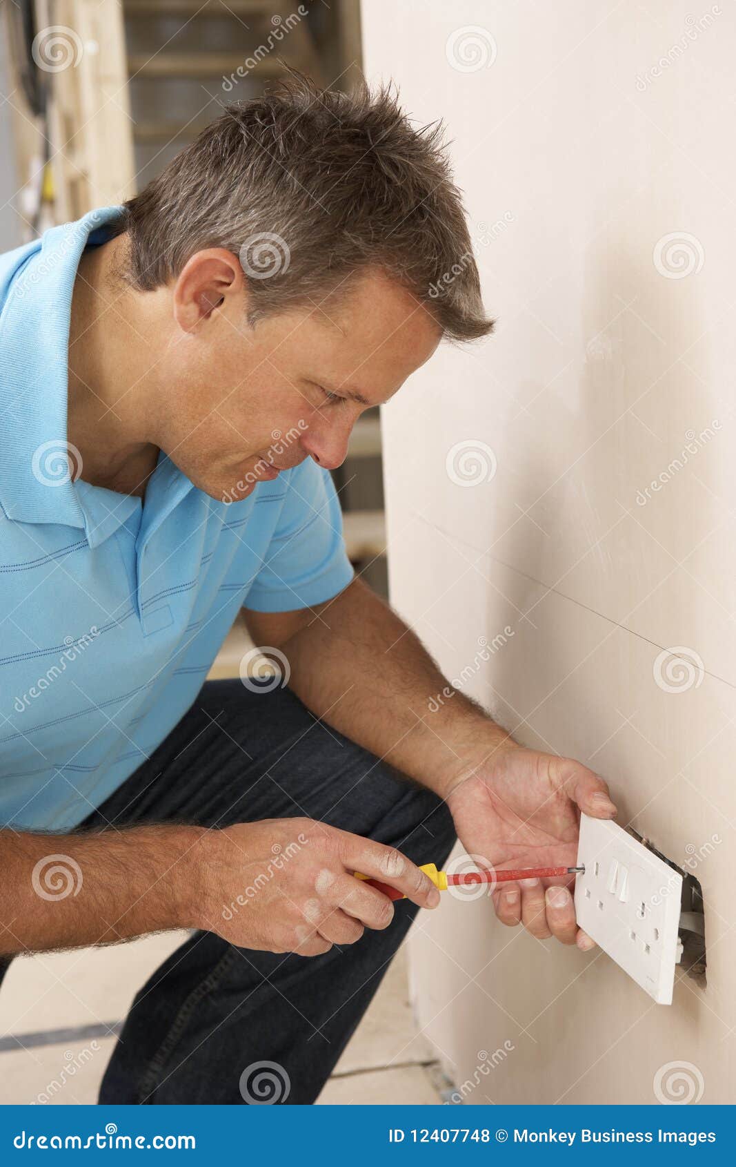 Wall Socket Installation Royalty-Free Stock Photo | CartoonDealer.com ...
