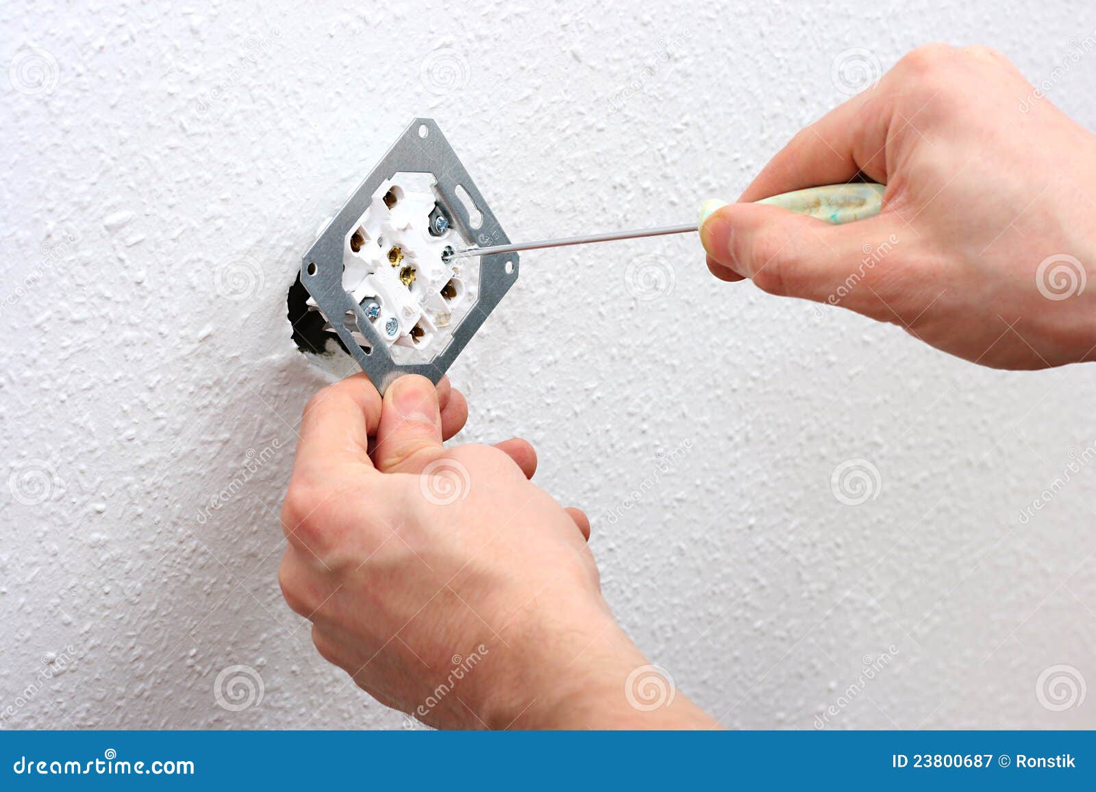 Electrician Installing Wall Socket Stock Image - Image of shock ...