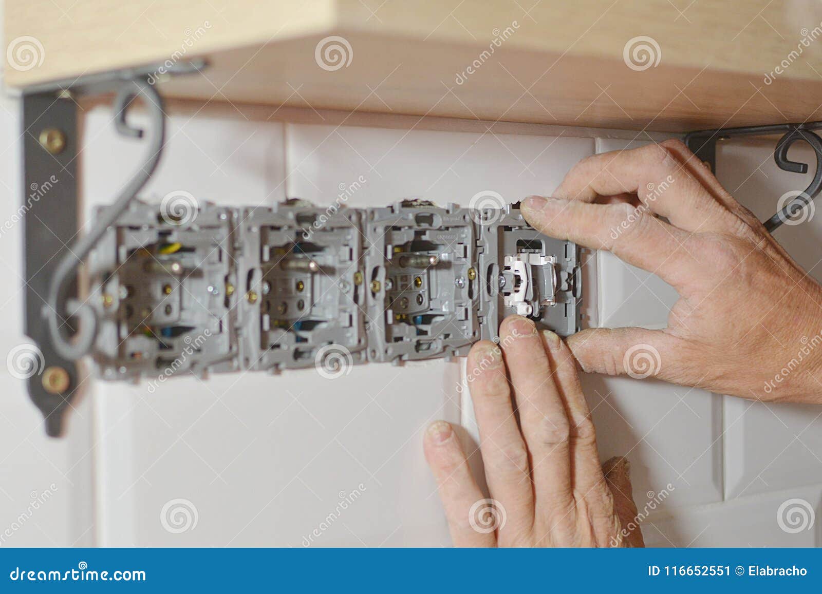 Electrician Installing Wall Socket Stock Image - Image of closeup ...