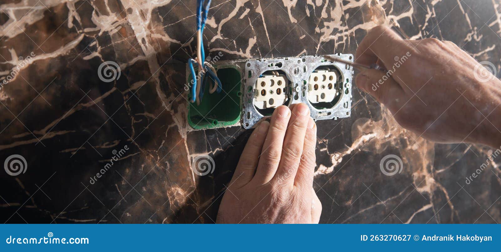 Electrician Installing a Wall Socket at Home Stock Image - Image of ...