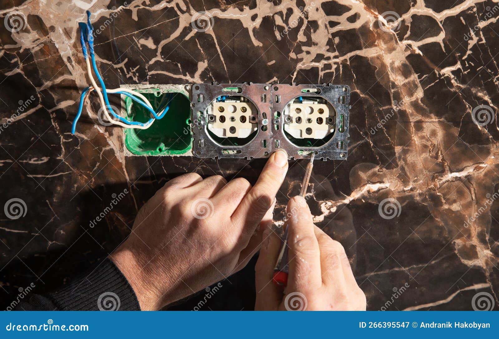 Electrician Installing a Wall Socket at Home Stock Image - Image of ...
