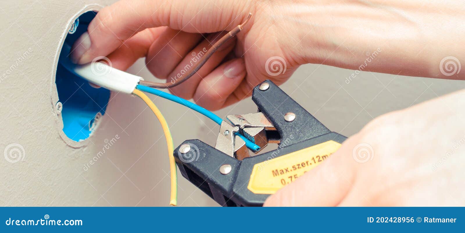 Electrician Insulating Electric Wires Using Professional Tools Stock ...