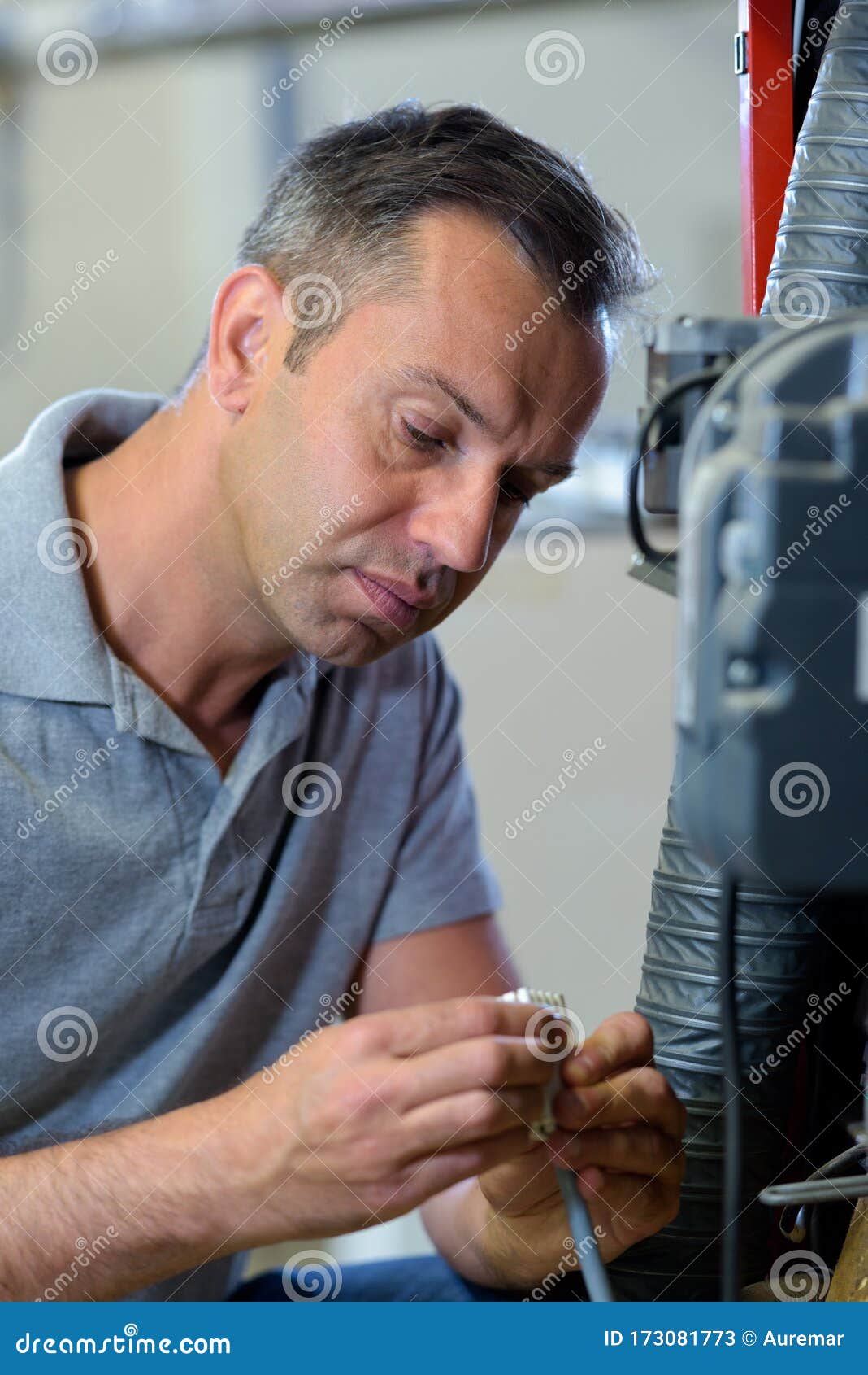 Electrician Looking at Cable Stock Image - Image of power, person ...