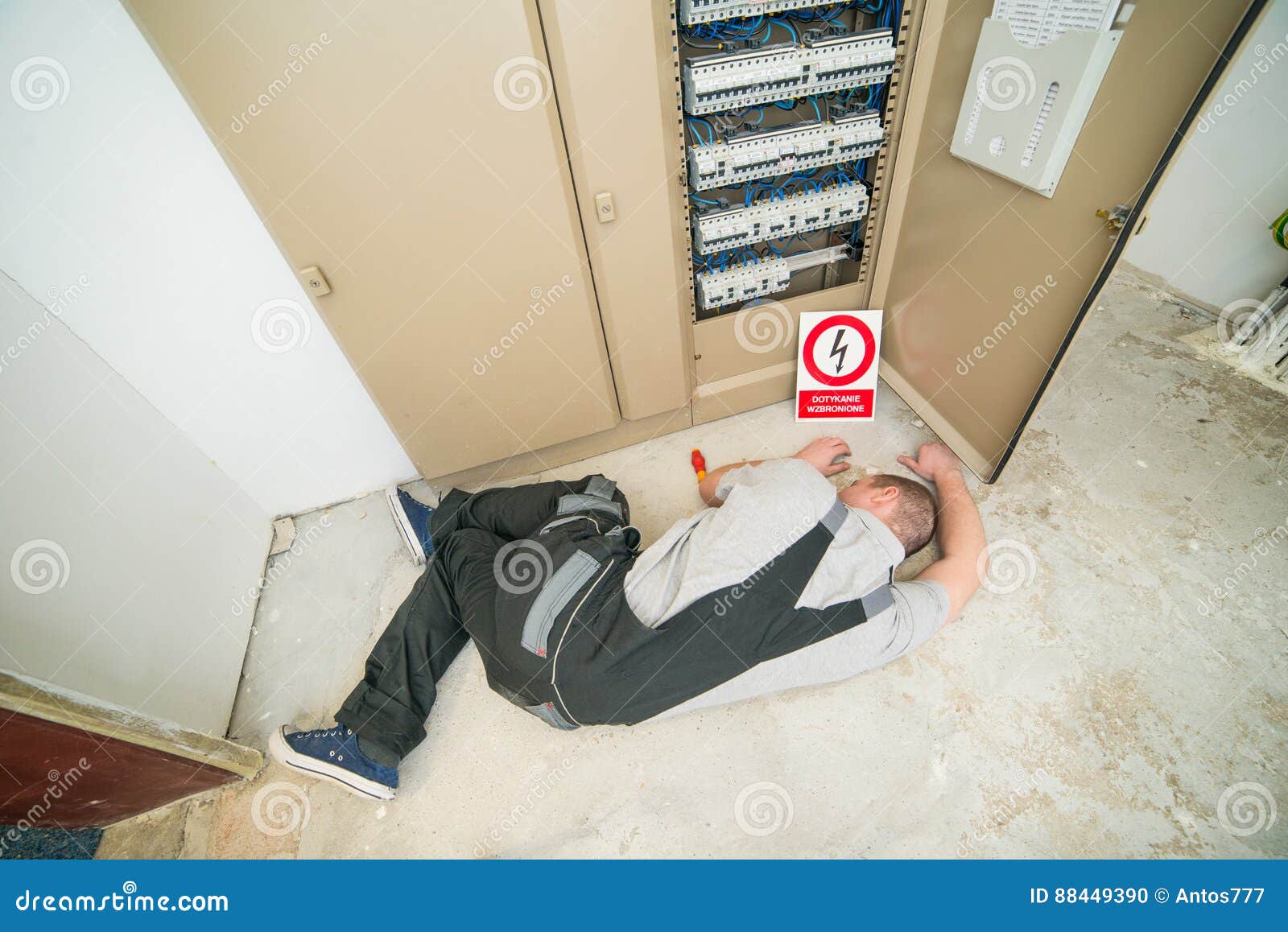Electrocuted Man Repairing Socket Stock Photography | CartoonDealer.com ...