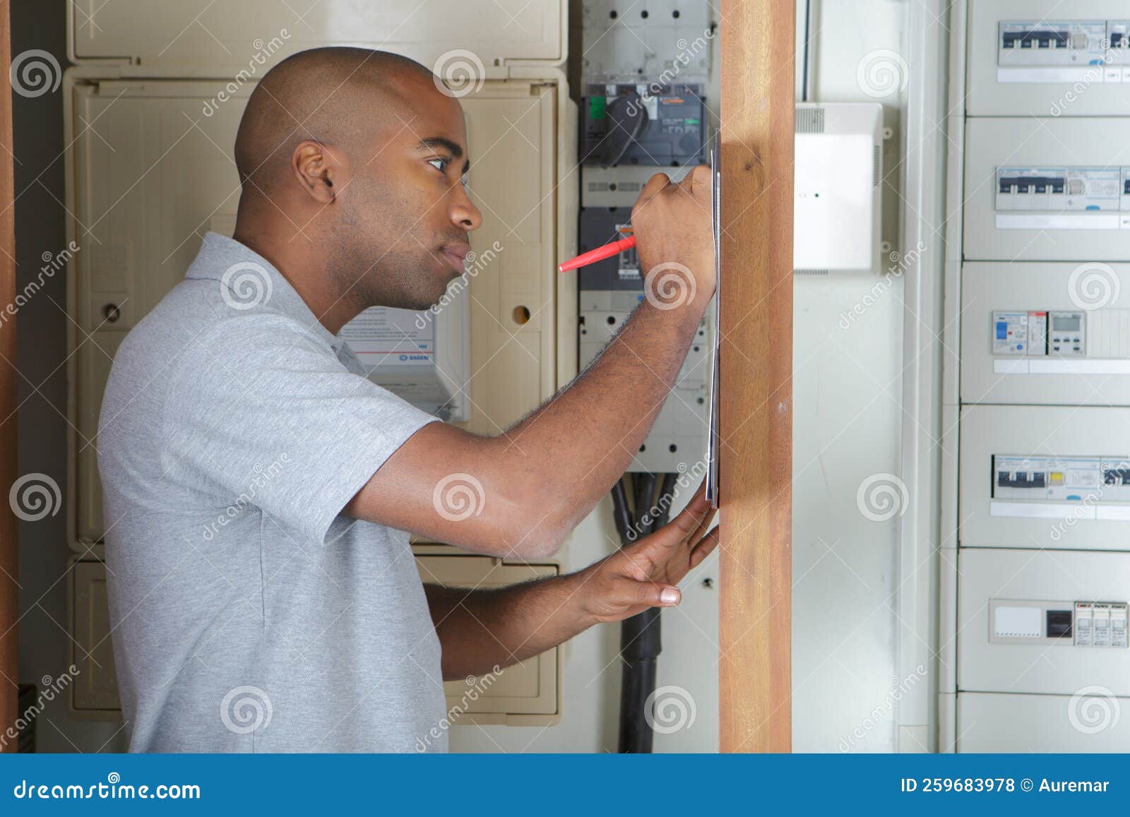 Electrician Marking Position Stock Photo - Image of tradesman, position ...