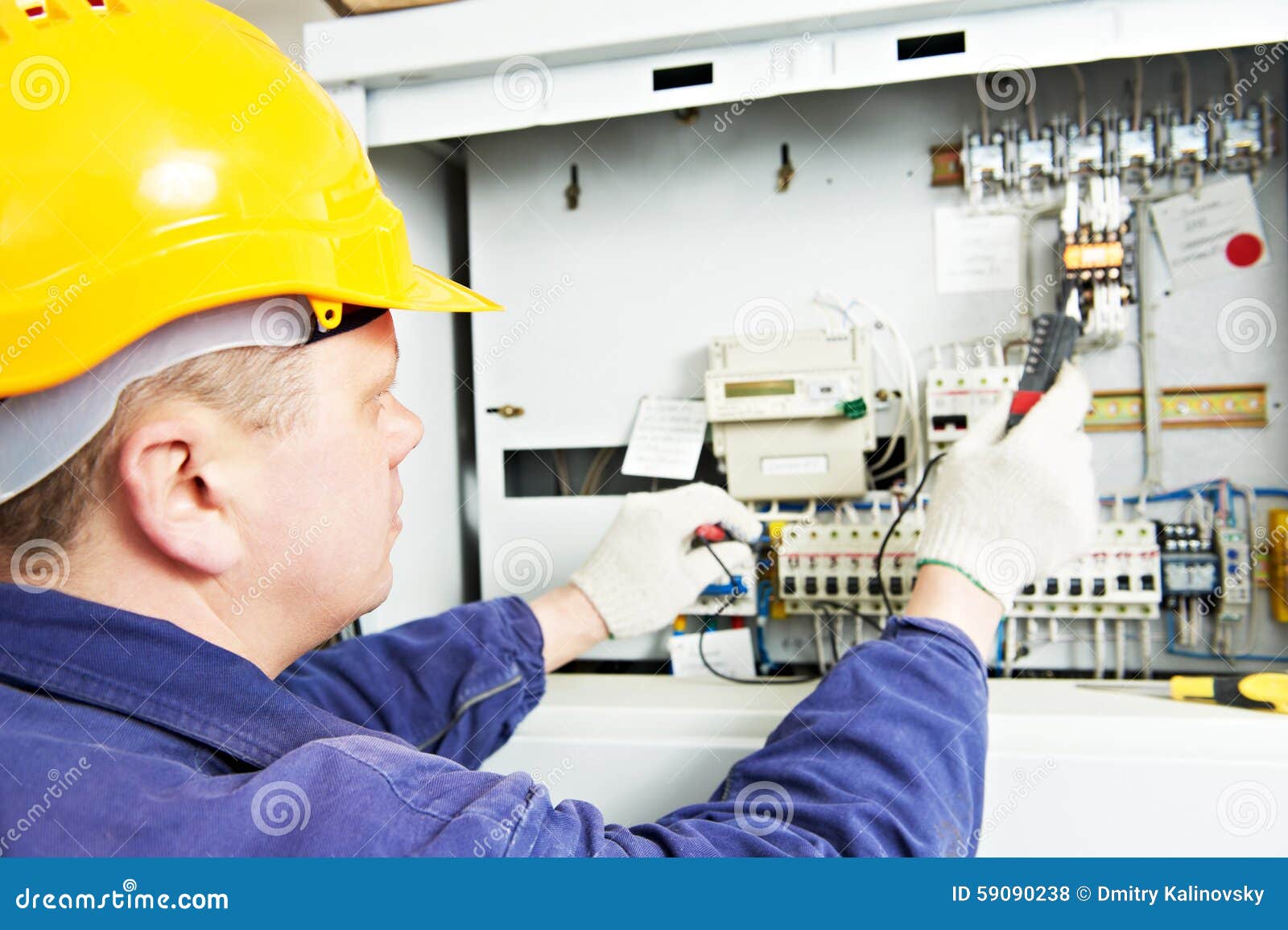 Electrician Measure Voltage and Current Stock Photo - Image of ...