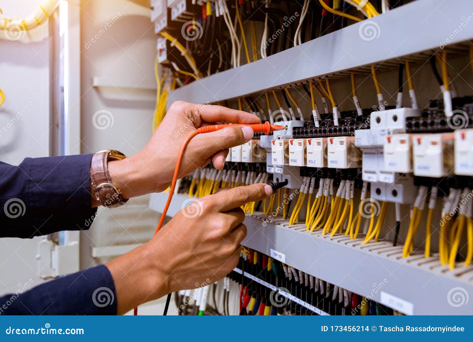Electrician Measurements with Multimeter Stock Photo - Image of ...