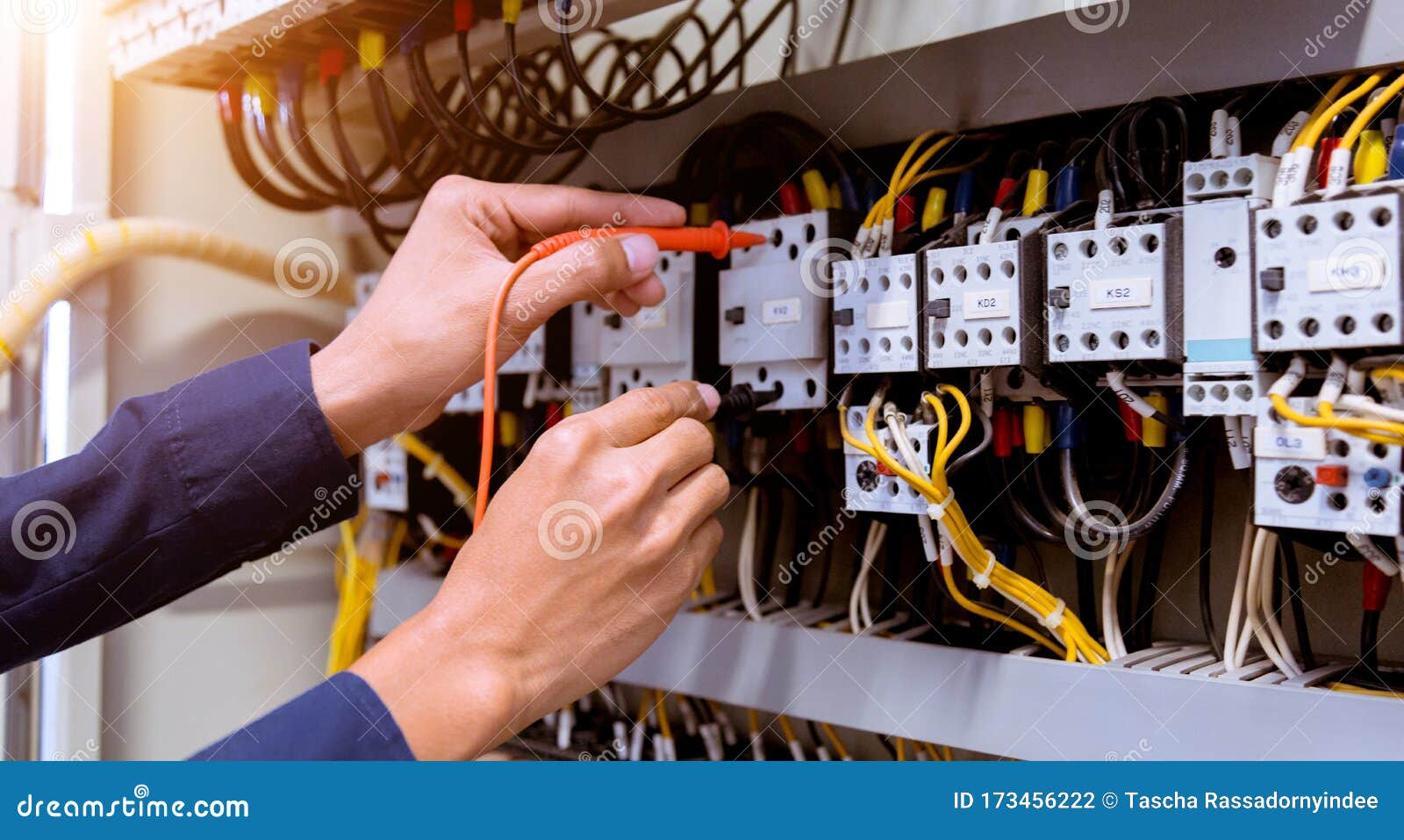 Electrician Measurements with Multimeter Testing Stock Photo - Image of ...