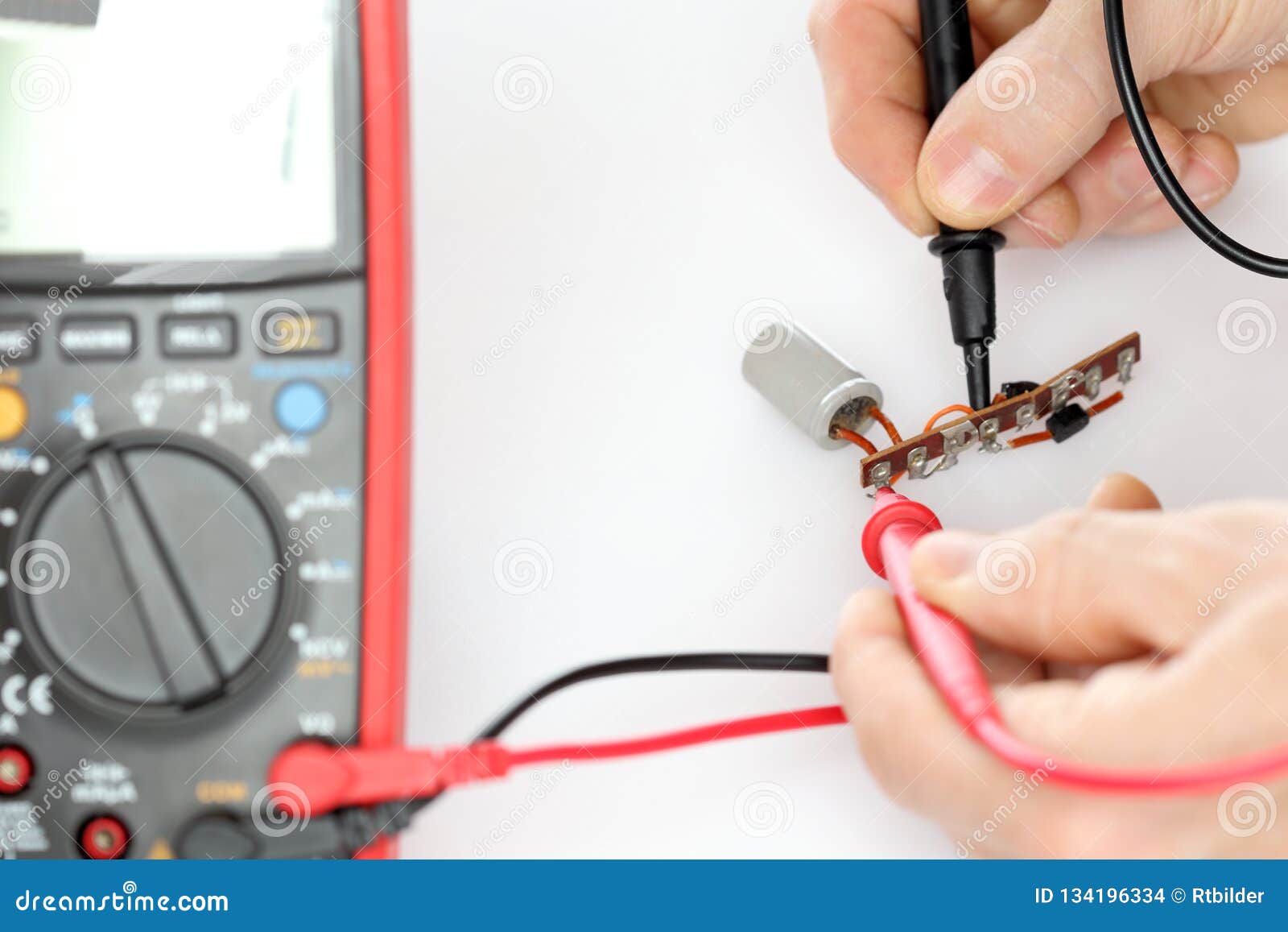 Electrician is Measuring Electronic Devices Stock Photo - Image of ...