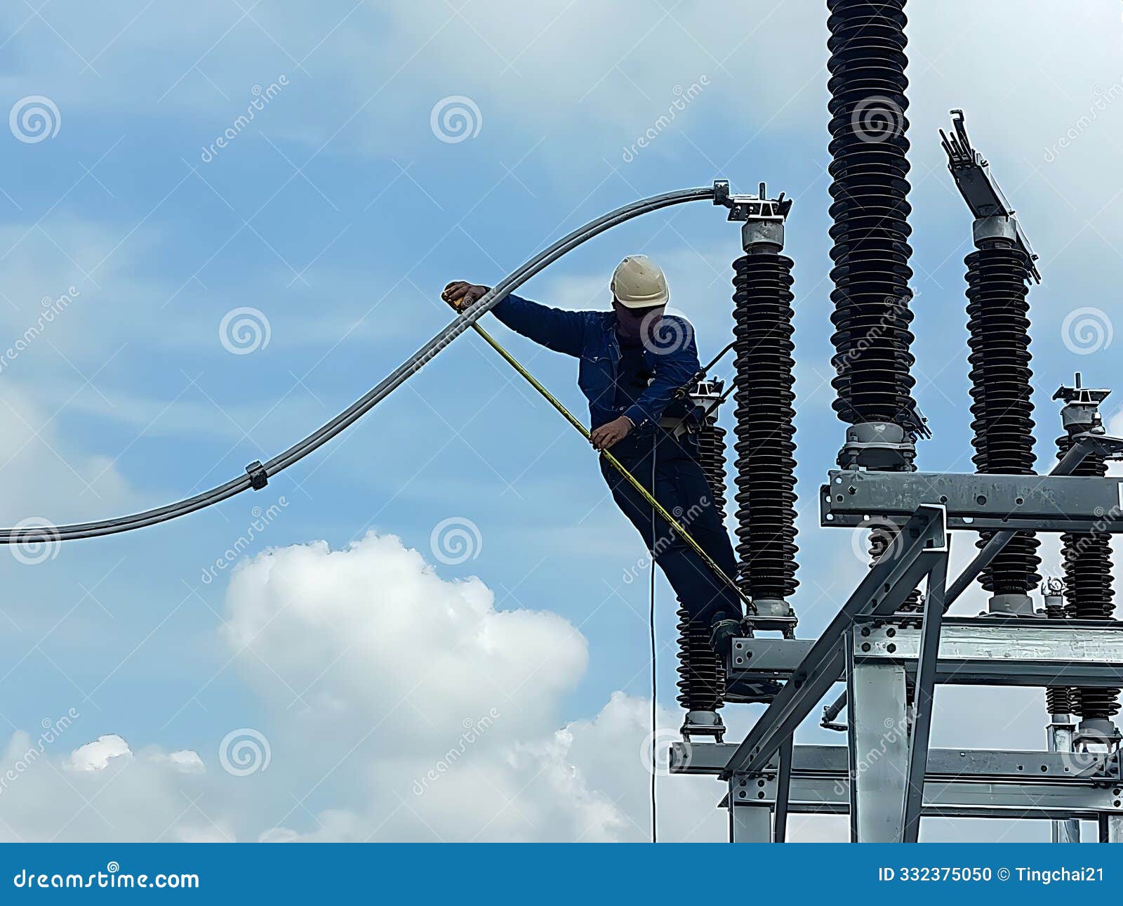 An Electrician is Measuring Minimum Clearance Distances between Cable ...