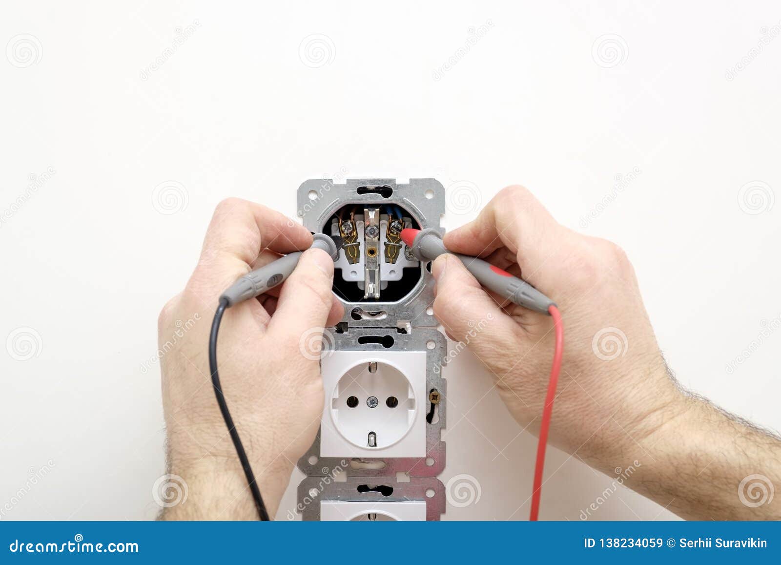 Multimeter In Hands Of Electrician Engineer In Electrical Cabinet ...