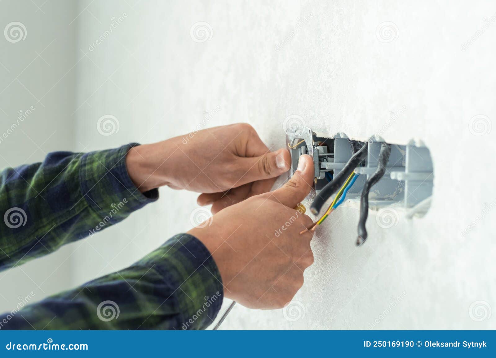 Electrician Mounts Socket Boxes In The Wall Royalty-Free Stock Image ...