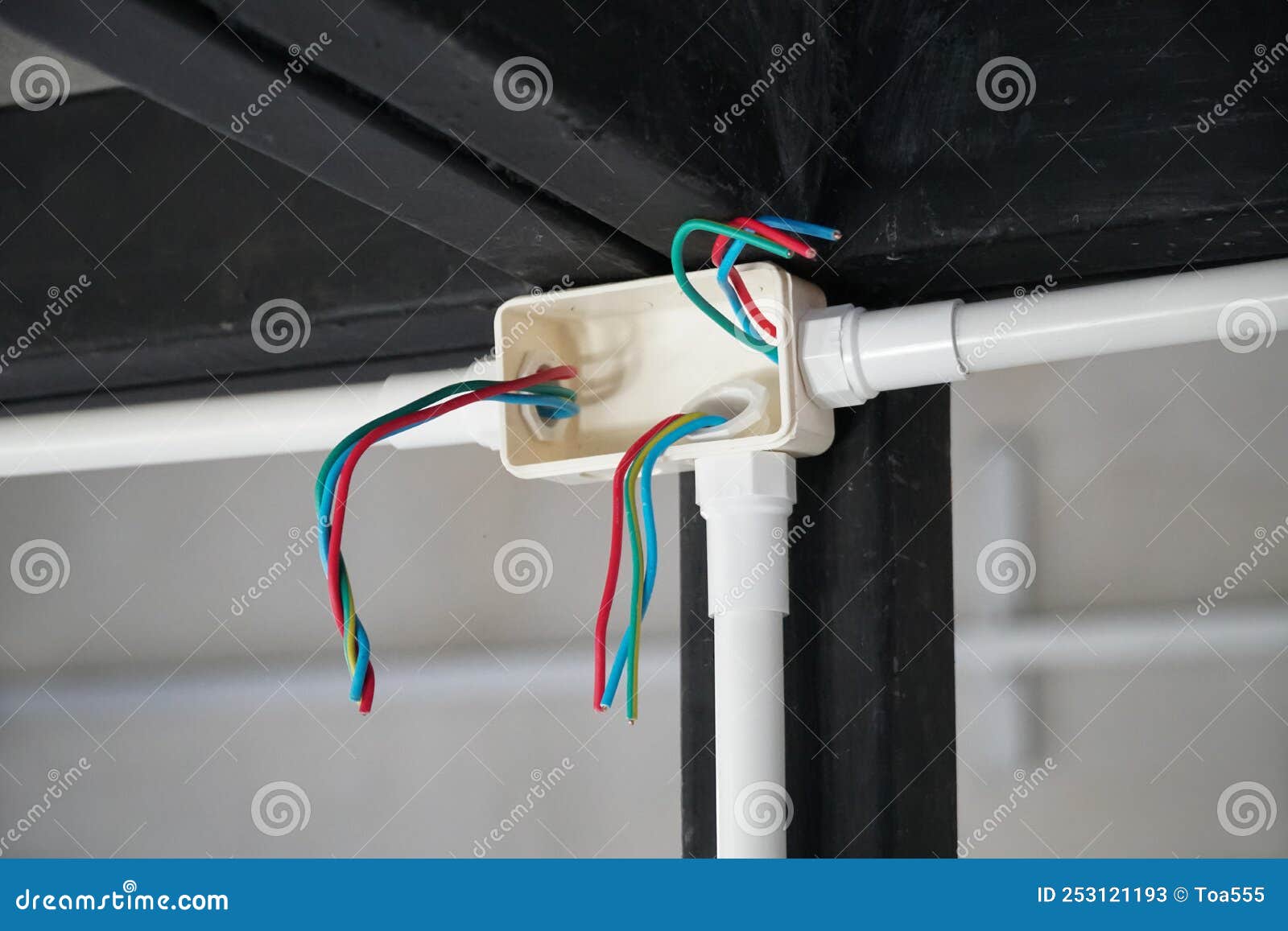 Electrician Open Cap of PVC Electrical Box in Renovation House Stock ...