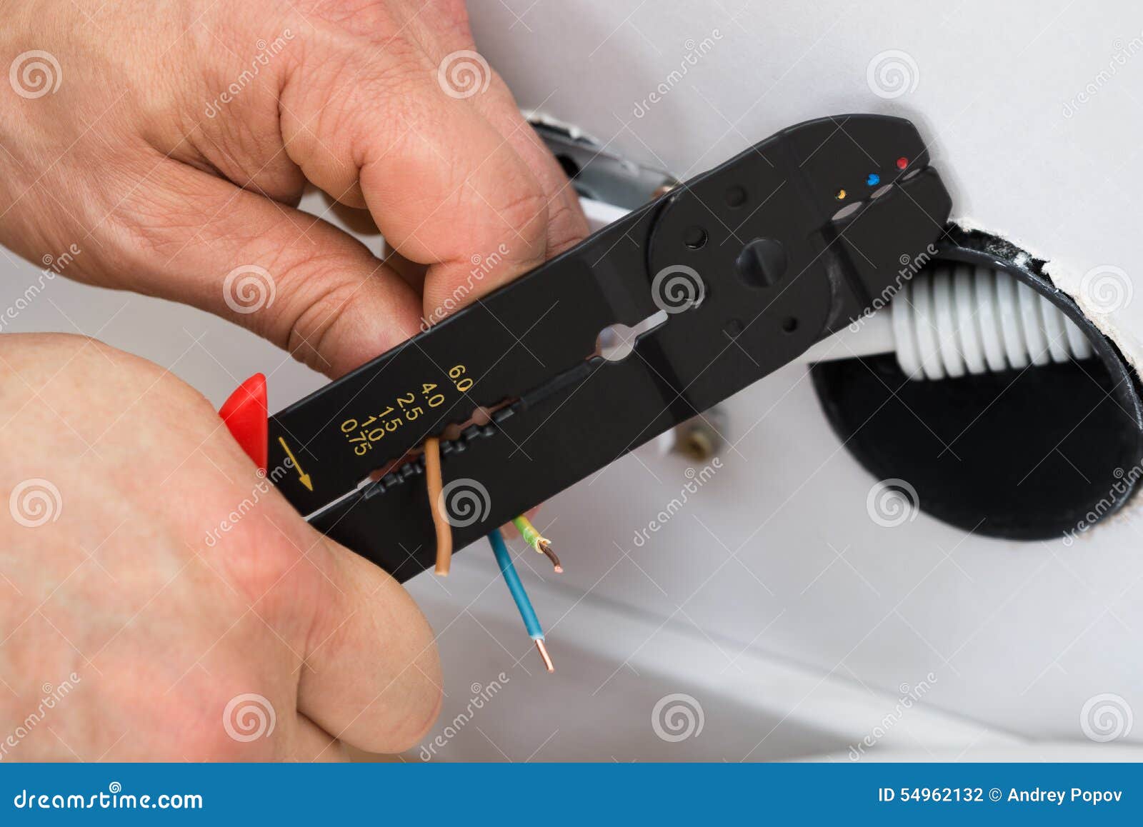 Electrician Peeling Insulation of Wire Stock Photo - Image of object ...
