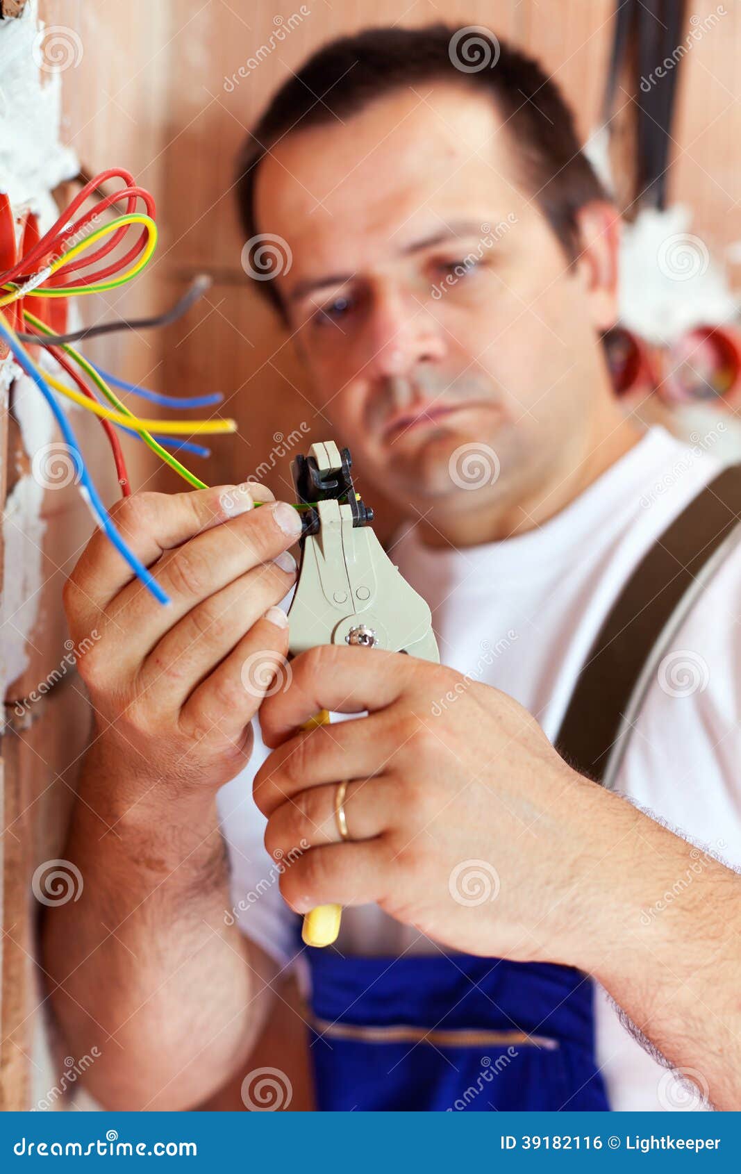 Electrician Peeling Wire Endings Stock Photo - Image of technology ...