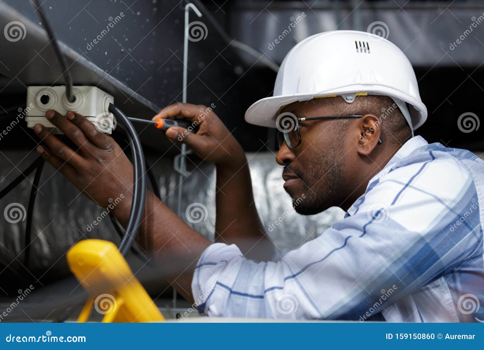 Electrician Performs Electrical Work Stock Photo - Image of electrical ...