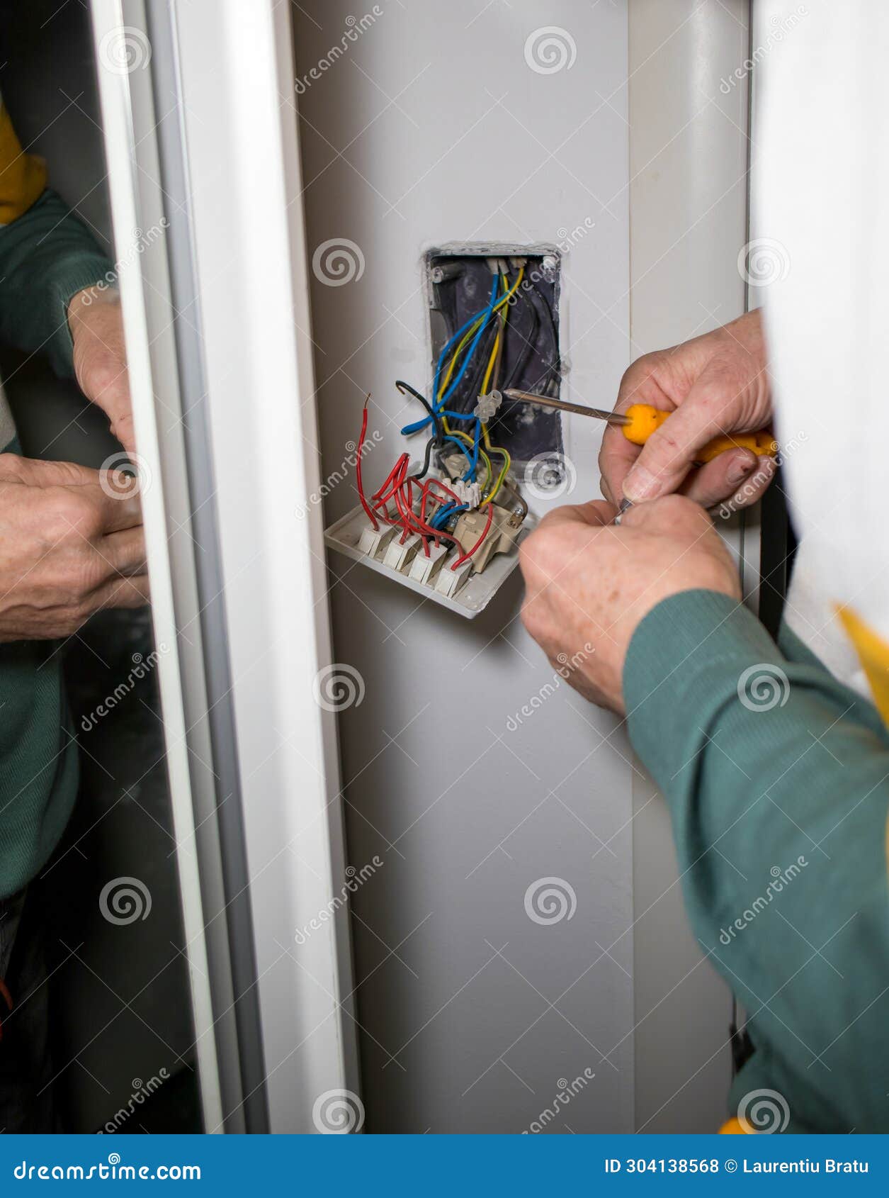 Electrician Repairs an Electrical Switch at Home Stock Photo - Image of ...