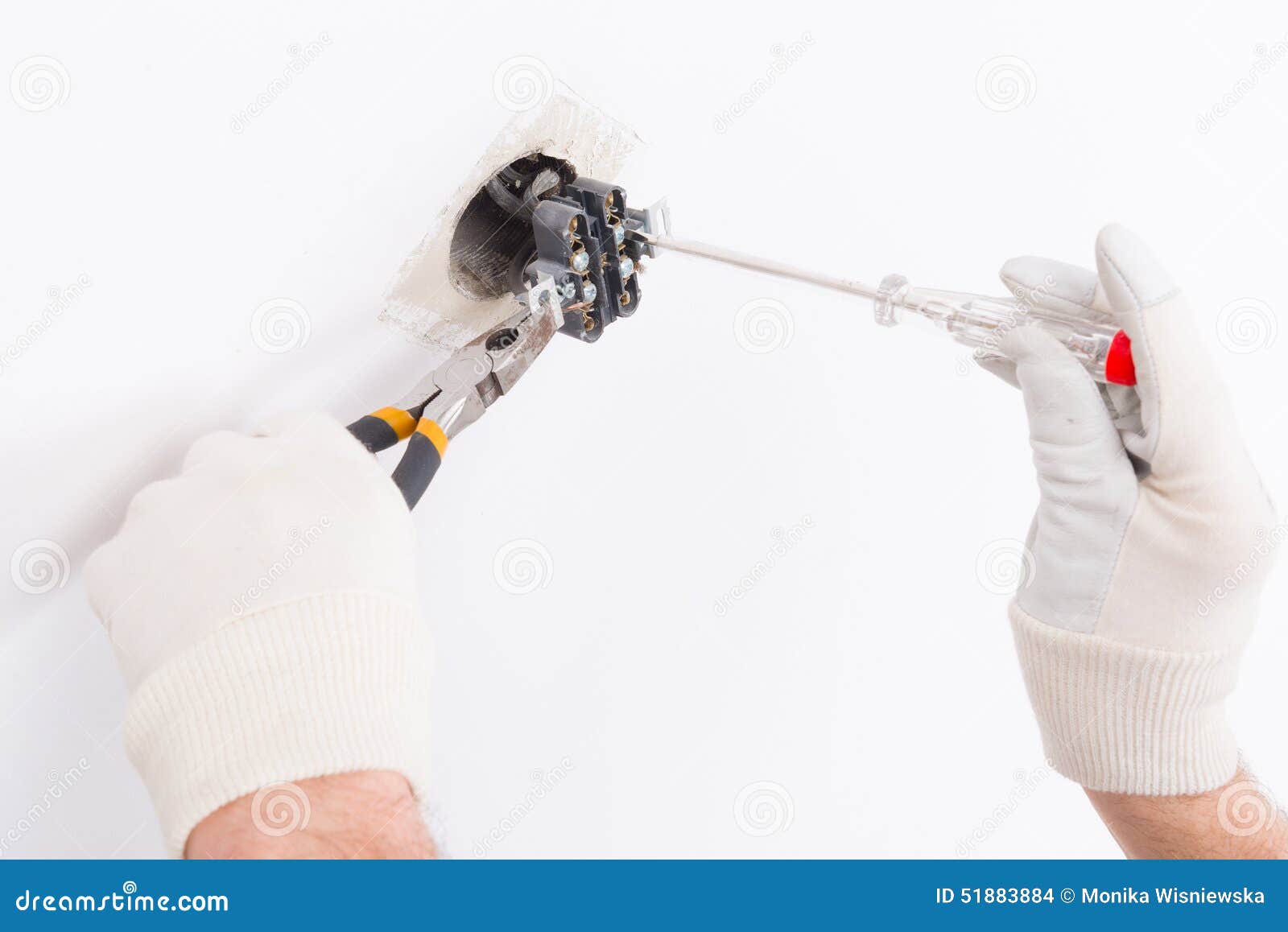 Electrician Replacing Old Socket Stock Photo - Image of mounting, cable ...