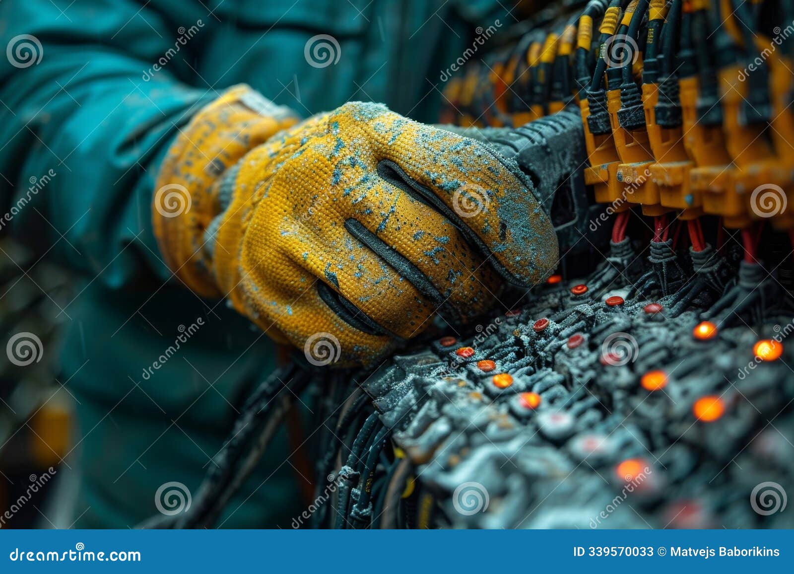 Electrician S Hands Working With Voltage Wires Insulation And Cable ...