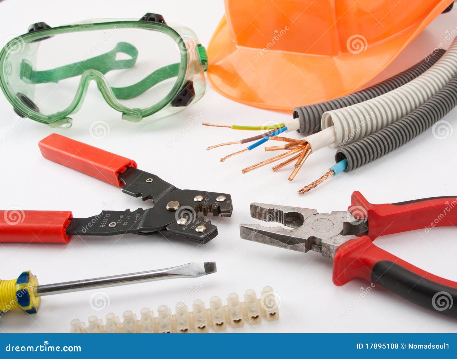Electrician s tools stock photo. Image of power, hardhat - 17895108