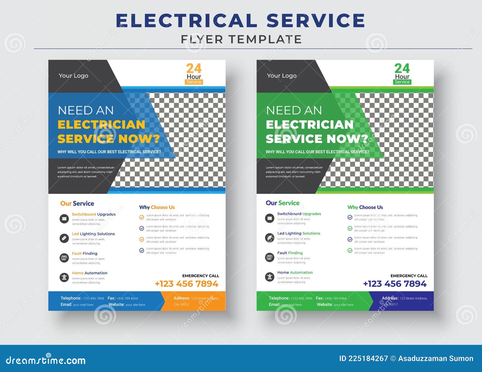 Electrician Service Flyer Template, Need an Electrician Poster Stock ...