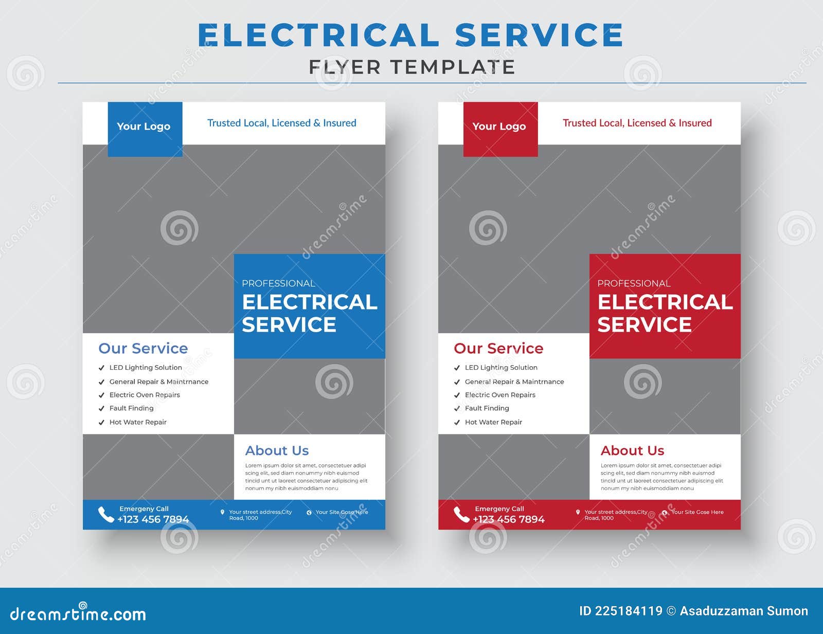 Electrician Service Flyer Template, Professional Electrical Service ...