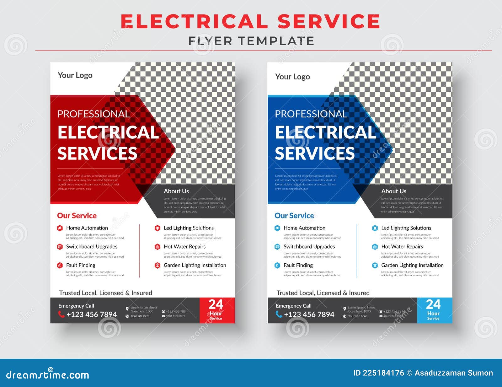 Electrician Service Flyer Template, Professional Electrical Service ...