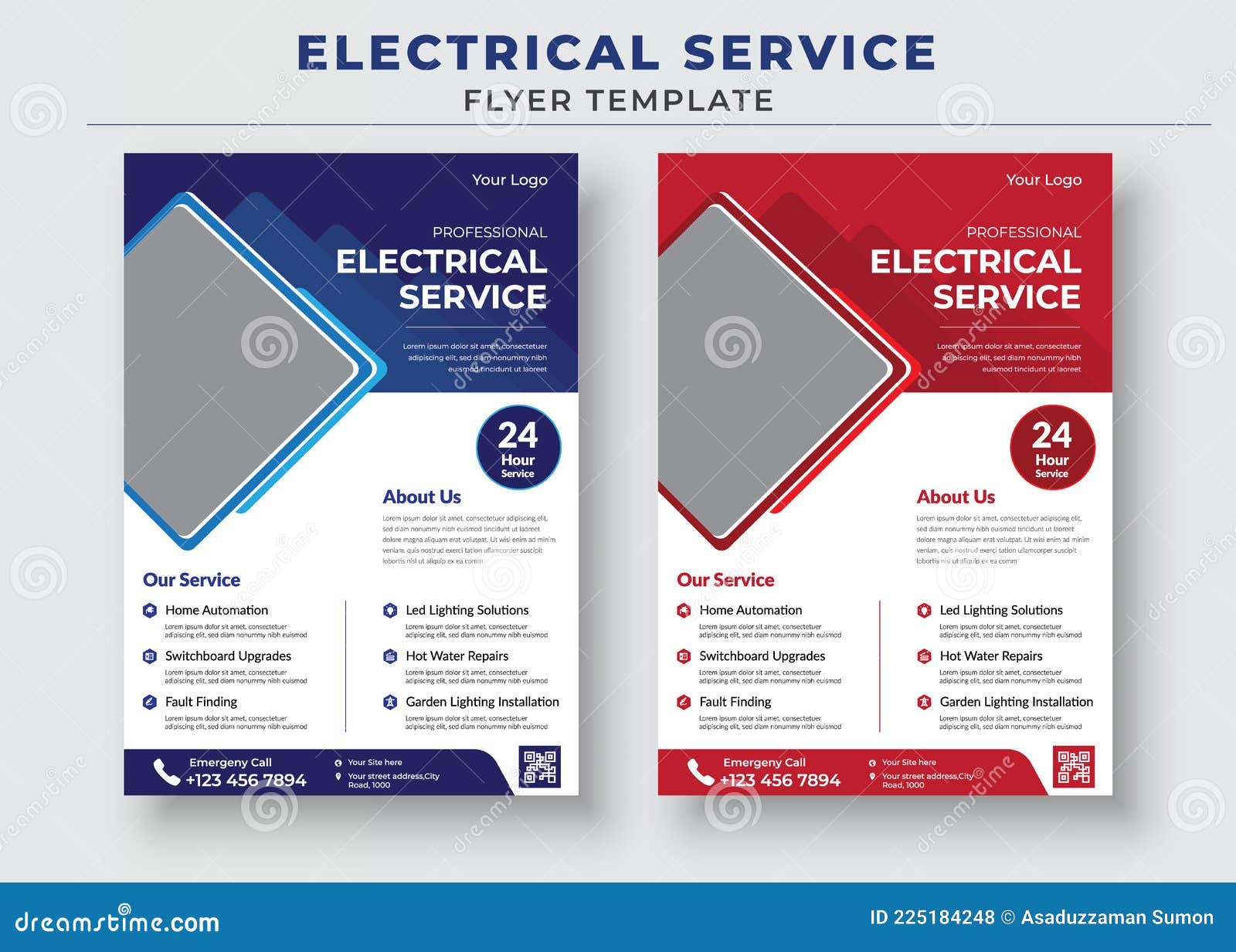 Electrician Service Flyer Template, Professional Electrical Service ...