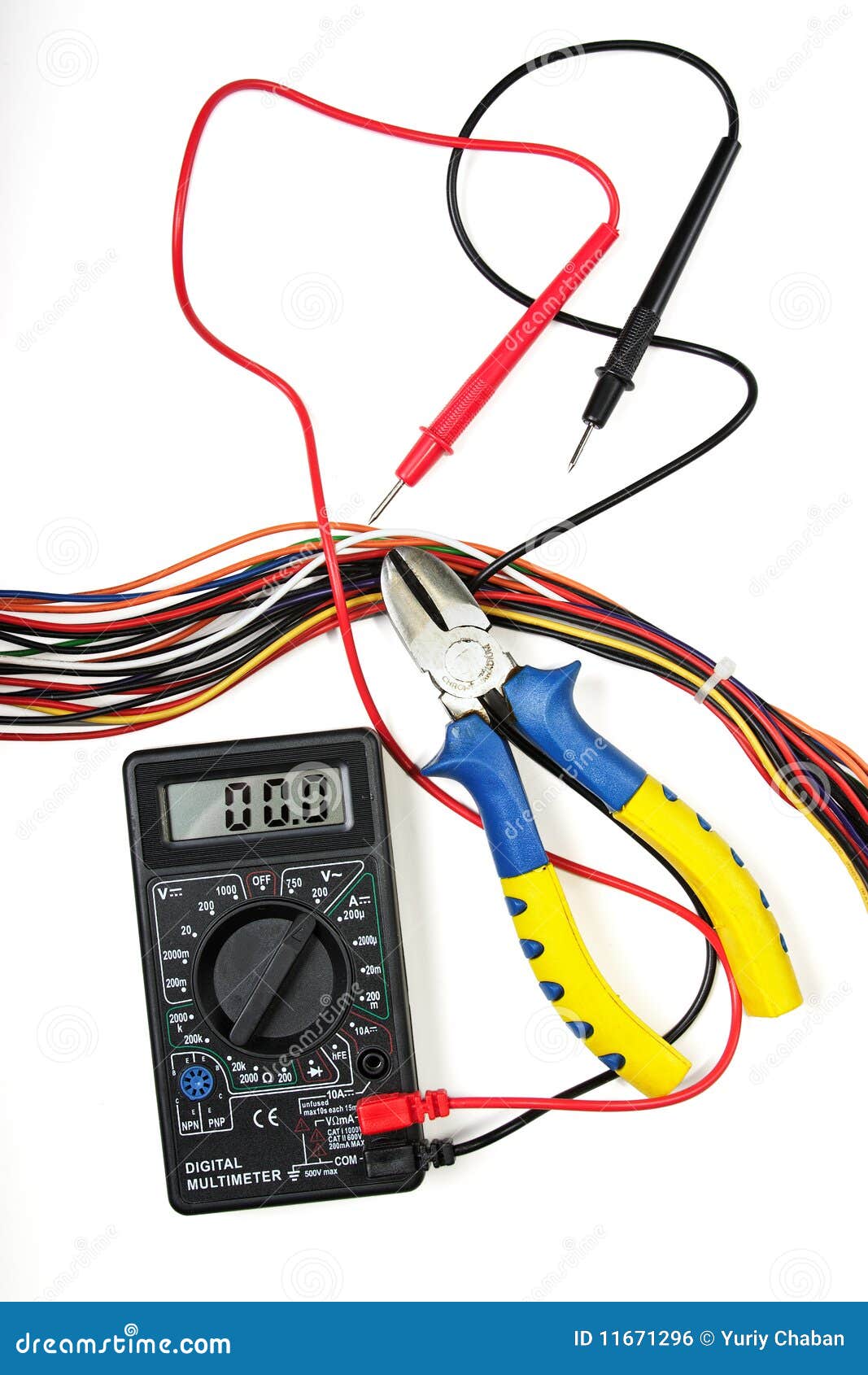 Electrician Set - Multimeter, Cutters, Wires Stock Photo - Image of ...