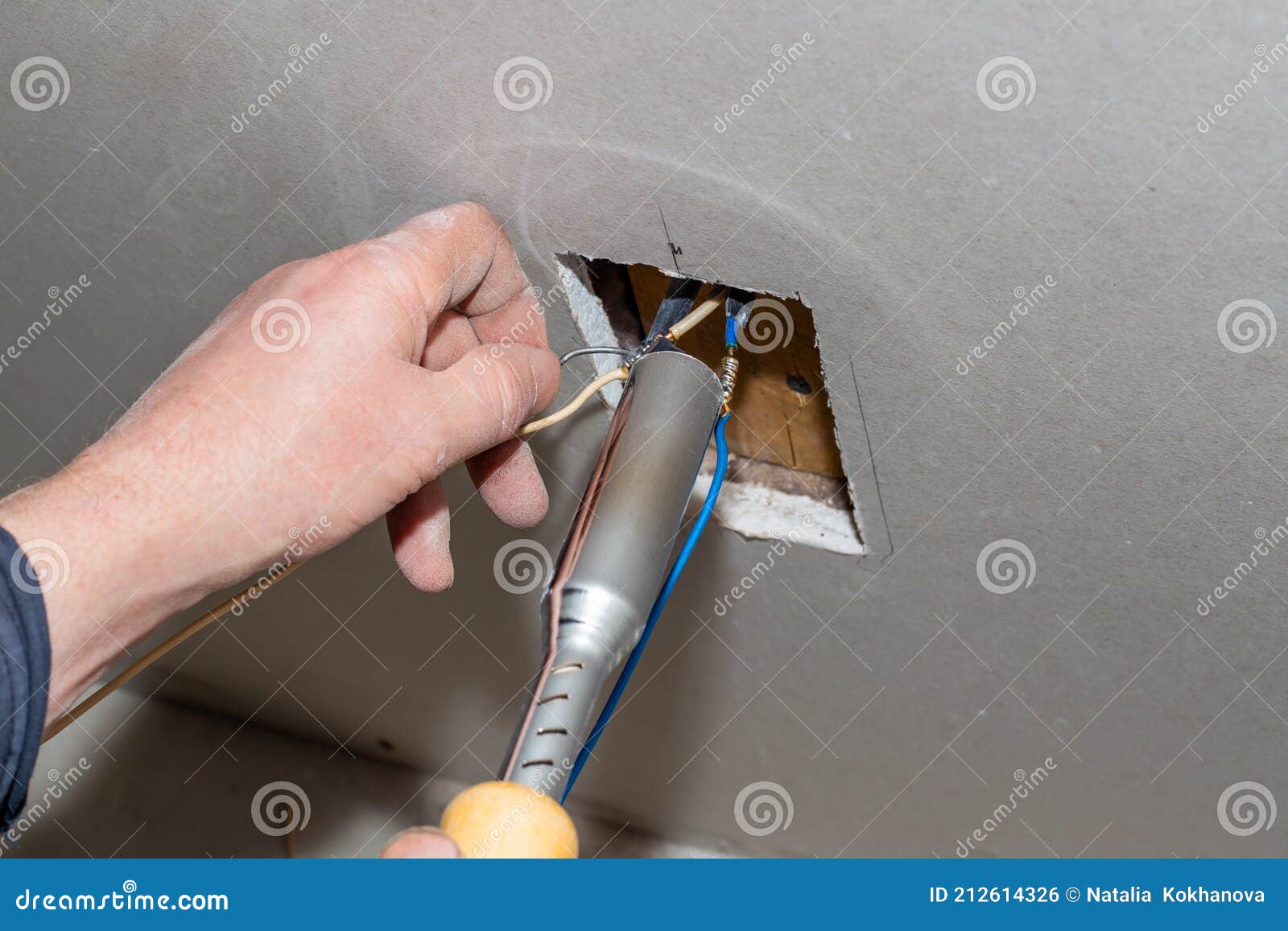 Wires And Socket Installation And Pipes Of Electricity In House ...