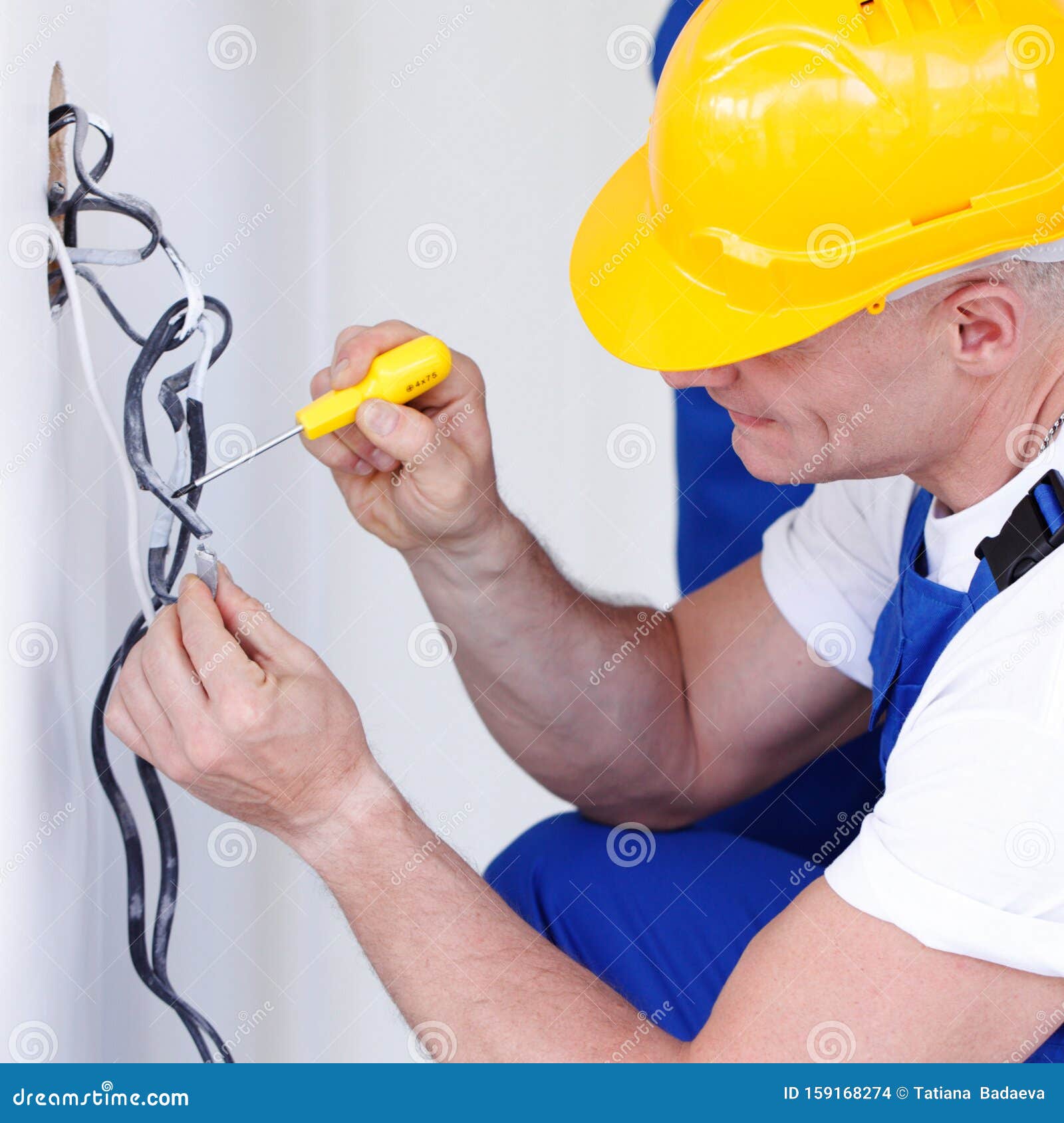 Electrician Stripping Electrical Wires Stock Photo - Image of ...